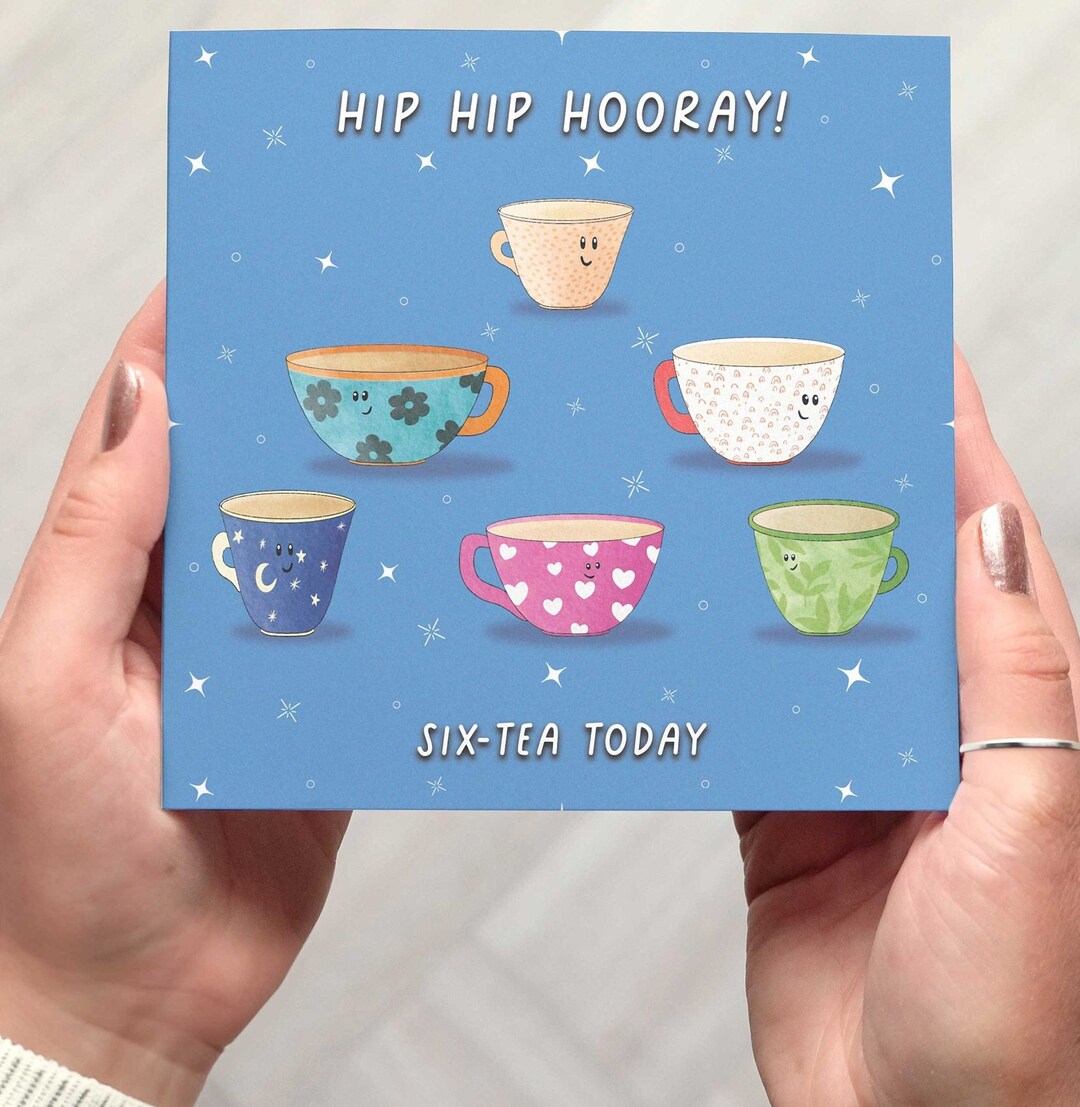 Sixtieth Birthday Card, Cute Pun Six Tea Card, for Her, for Auntie, for ...
