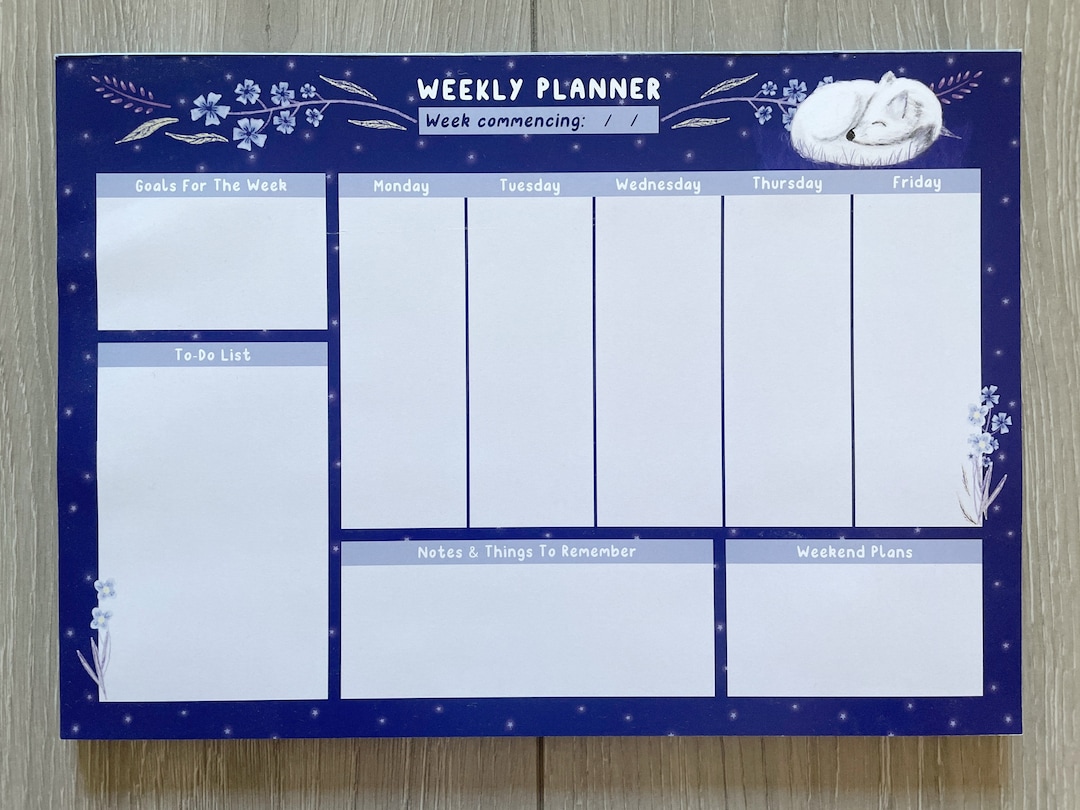 A4 Desk Organiser, Weekly Planner Pad, With 50 Tear-off Sheets and ...