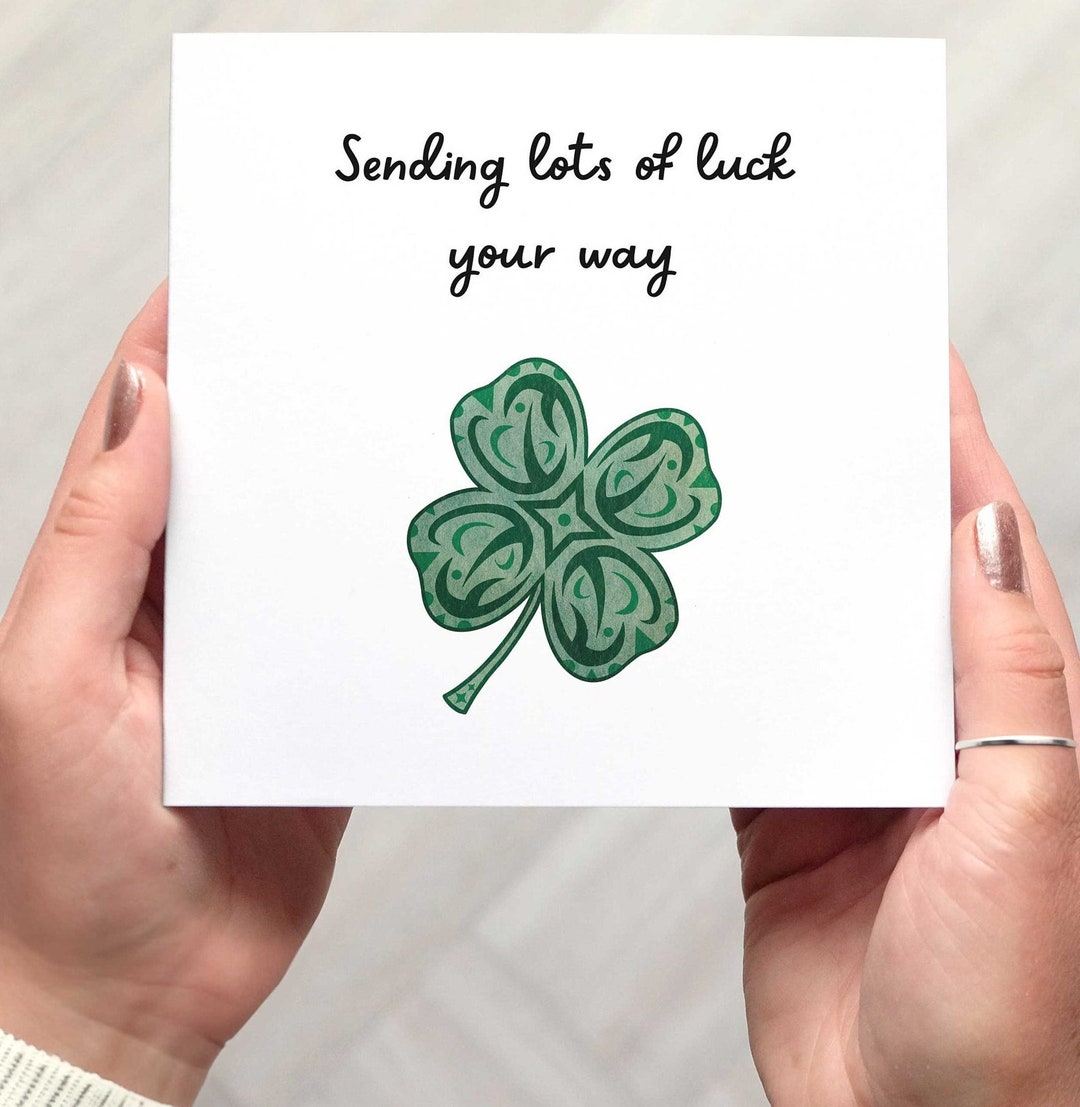 Sending Lots of Luck Your Way, Four Leaf Clover Good Luck Card, for Her ...