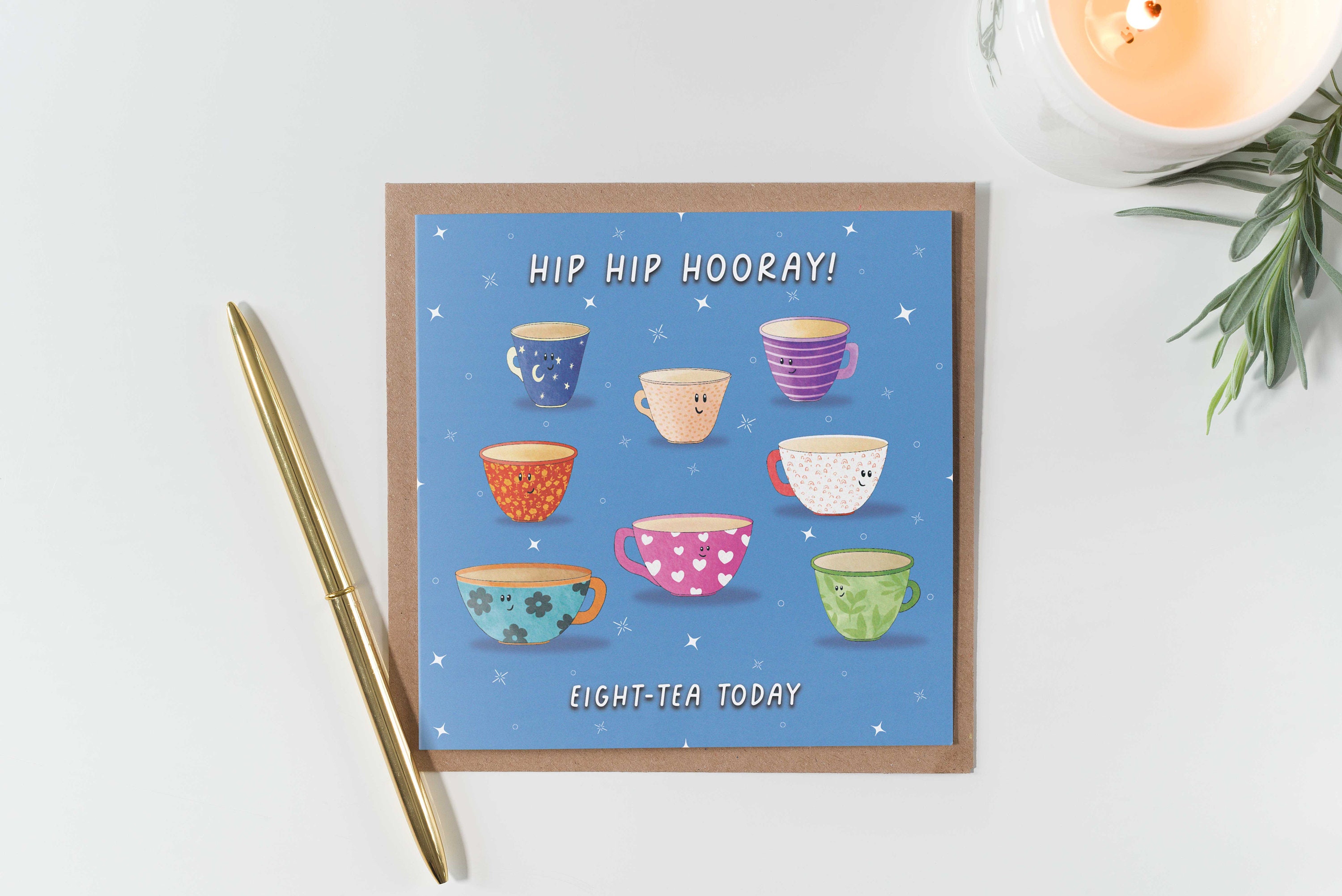 Funny 80th Birthday Card: Eight-tea Pun Card - Etsy