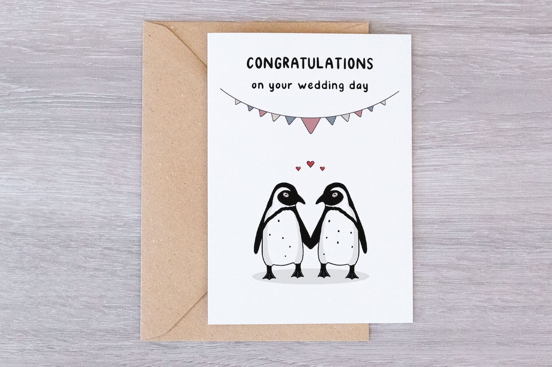 PENGUIN WEDDING CARD Congratulations on Your Wedding Day - Etsy