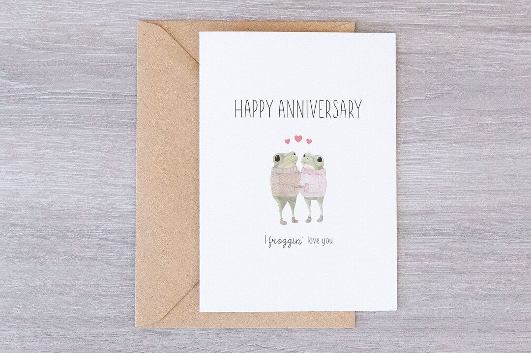 CUTE FROG ANNIVERSARY Card I Froggin' Love You Sweet Pun - Etsy