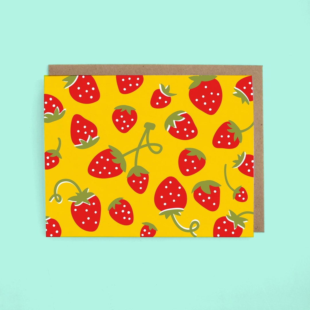 Strawberry Greeting Card - Etsy
