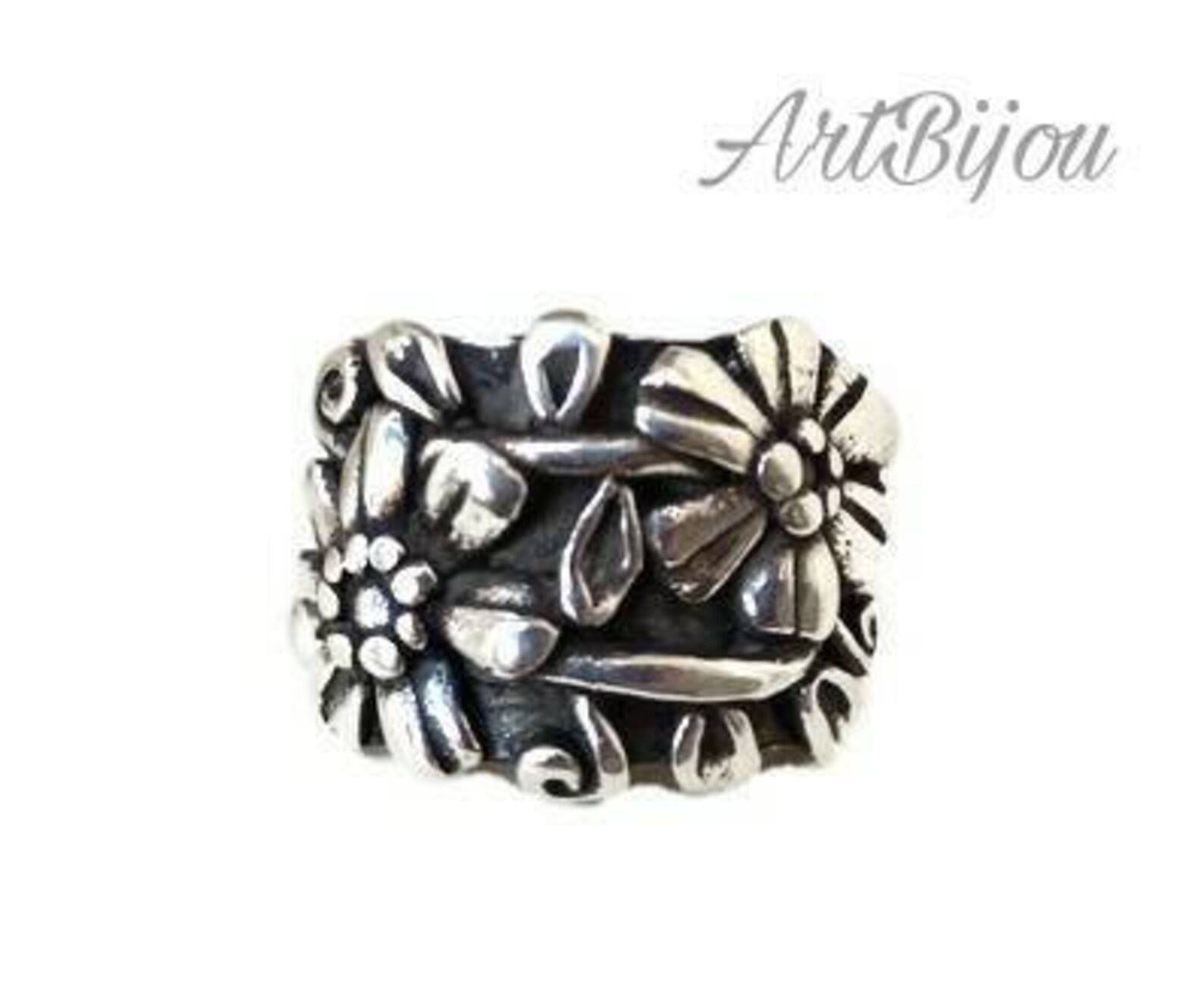 Leather Ring, Flower Ring, Zamak Ring, Adjustable Ring, Modern Ring ...