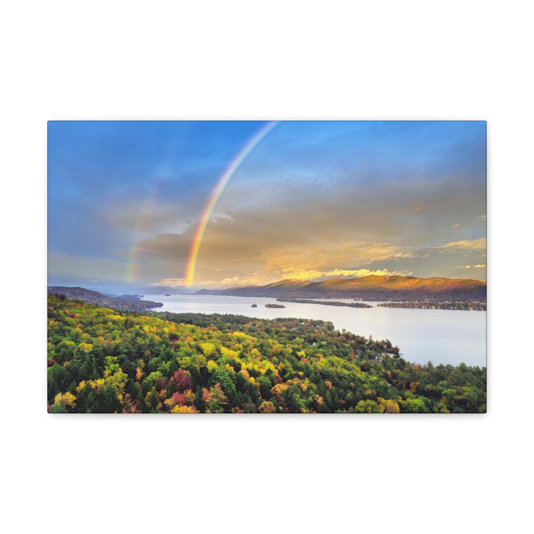 Promise in the Sky: Lake George Rainbow - Photo Printed on Canvas ...
