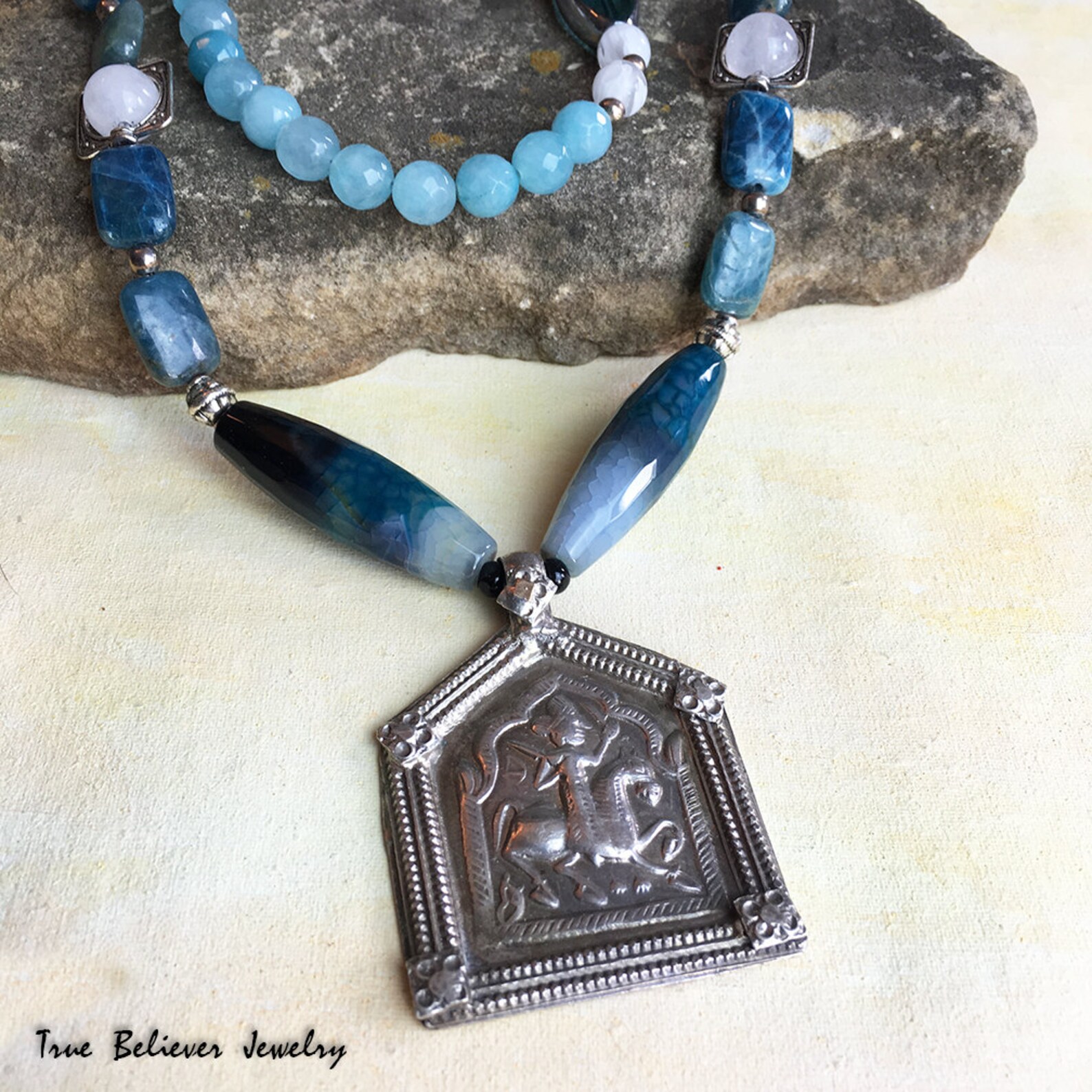 Revanta Silver Indian Amulet Necklace Indian Deity Necklace - Etsy