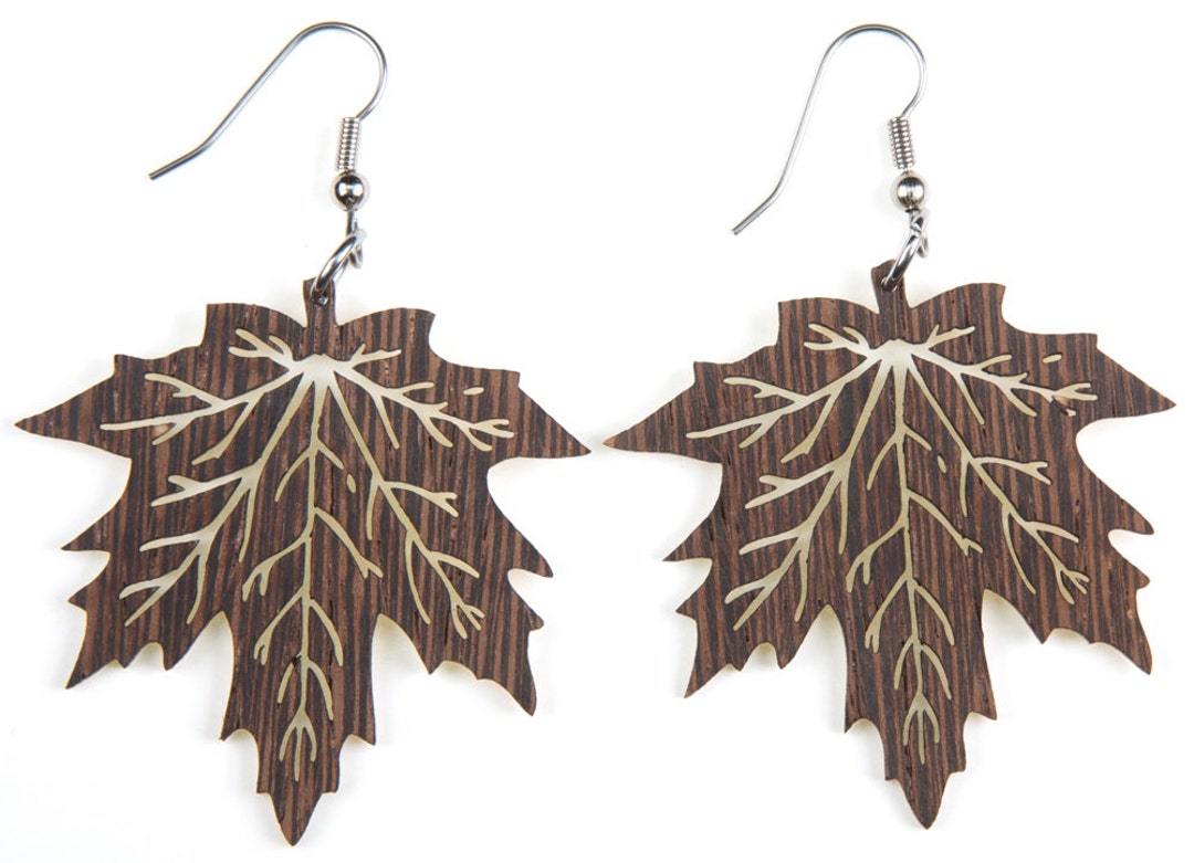 Maple Leaf, Laser Cut, Wood Earring - Etsy
