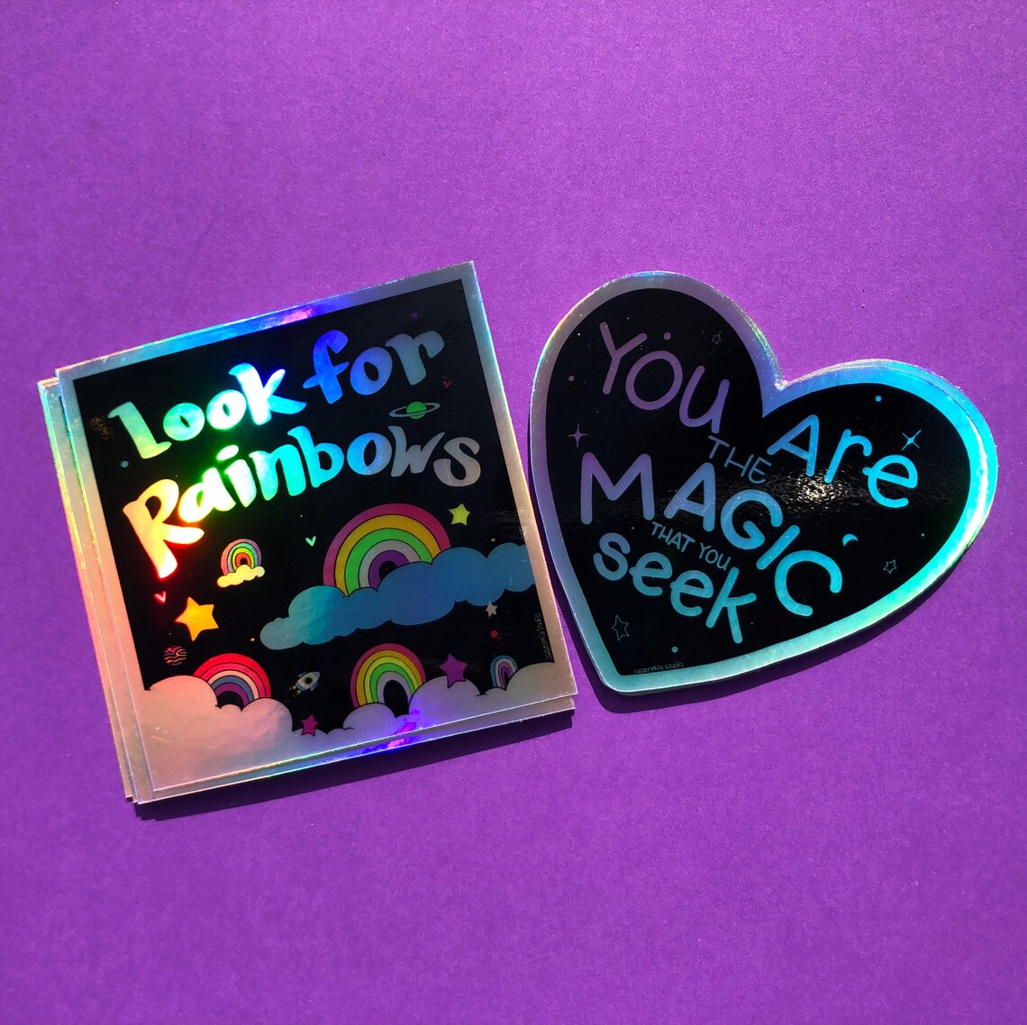 Holographic Sticker Pack Vinyl Sticker Laptop Sticker Etsy