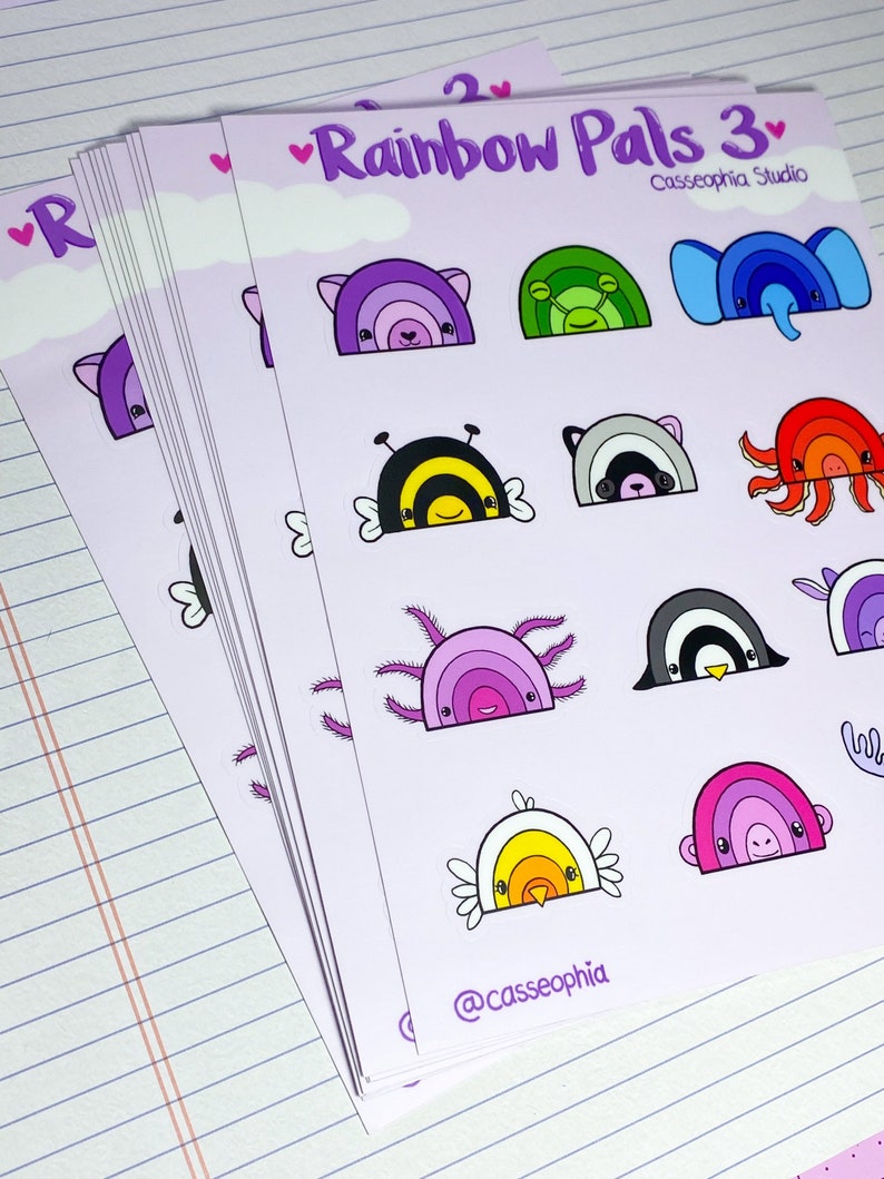 Rainbow Pals Sticker Sheet Vinyl Sticker Waterproof - Etsy