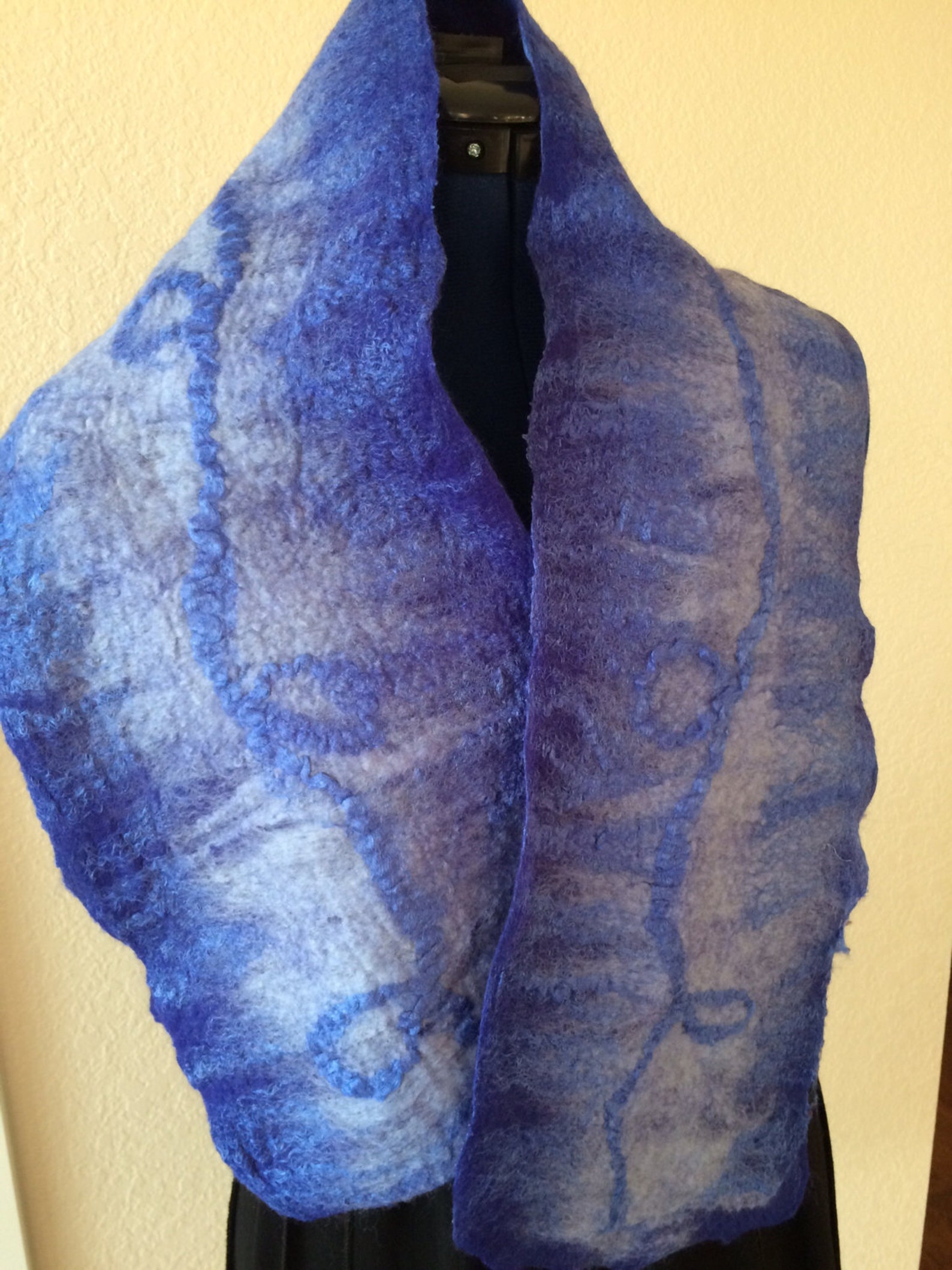 Felted Scarf Blue Scarf Shawl Wrap Women's Scarf Wool - Etsy