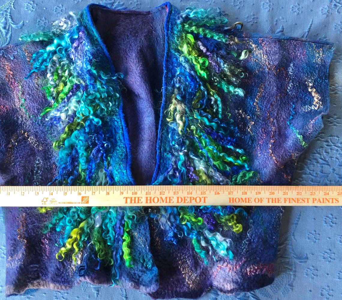 Blue Felted Vest Wool With Mohair Collarfancyfancies Best | Etsy
