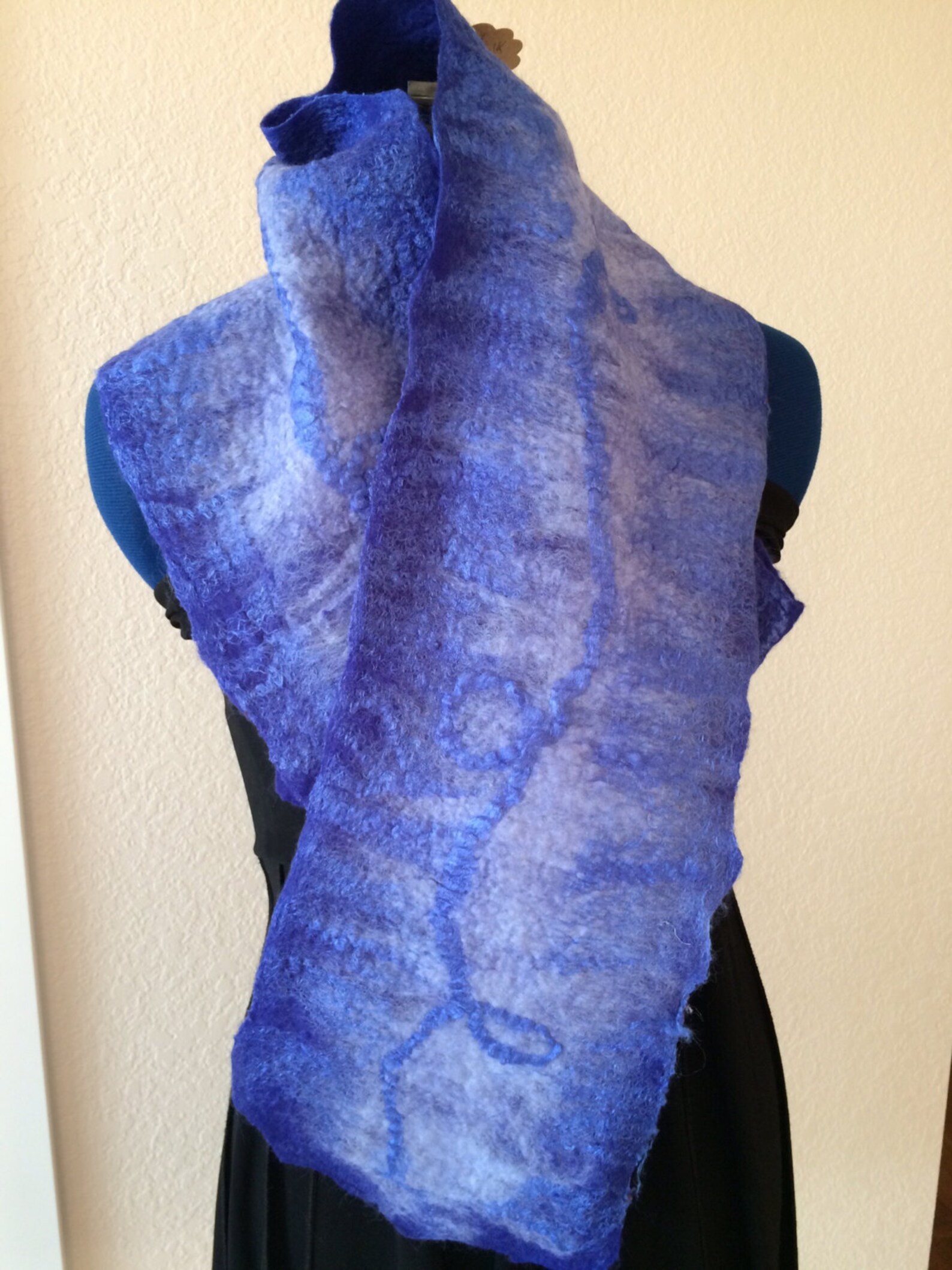 Felted scarf blue scarf shawl wrap women's scarf wool | Etsy