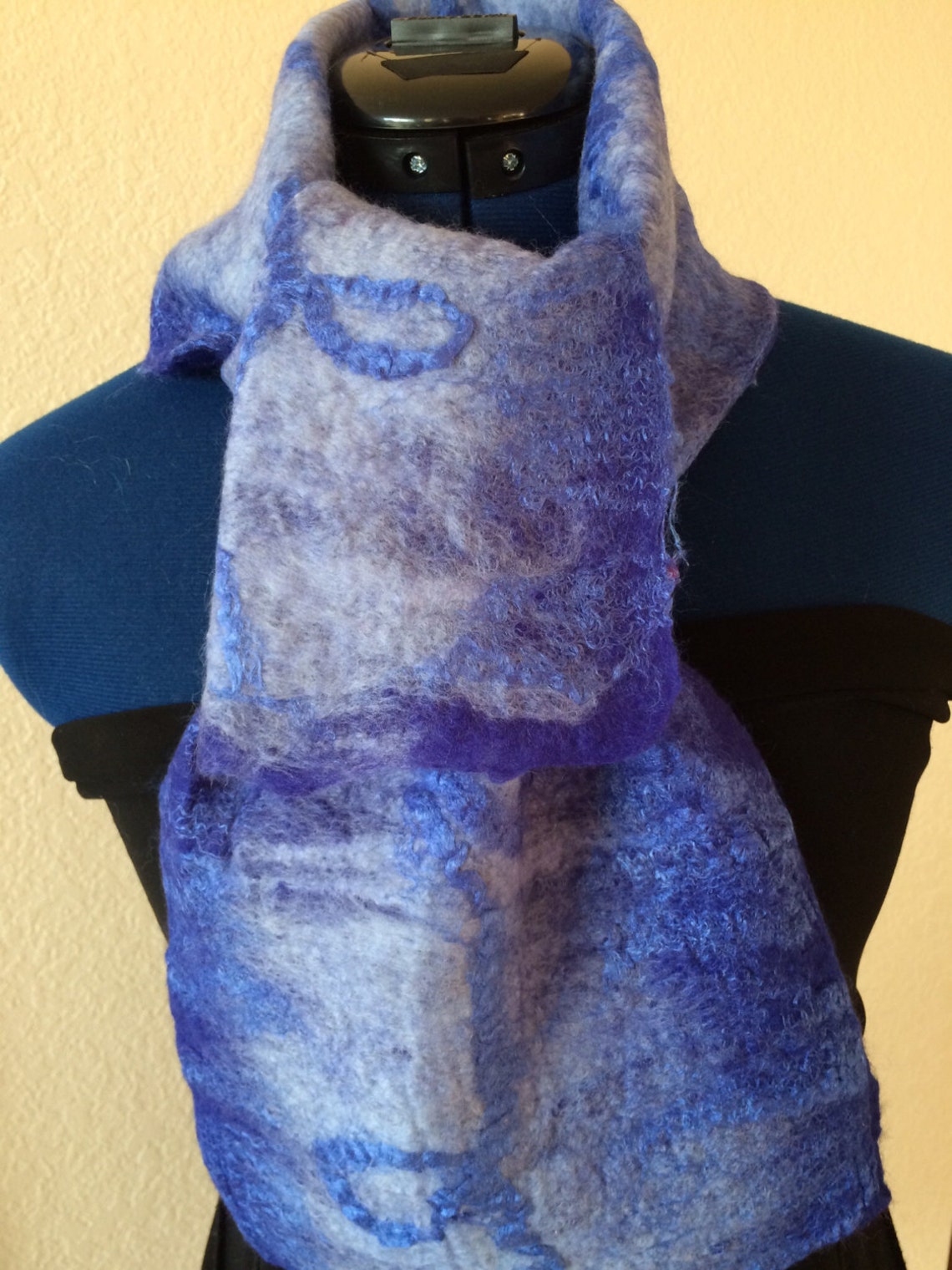 Felted scarf blue scarf shawl wrap women's scarf wool | Etsy
