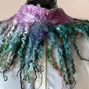Scarf of Soft, Shiny Curls, Rainbow Colors of Long Teeswater Locks ...