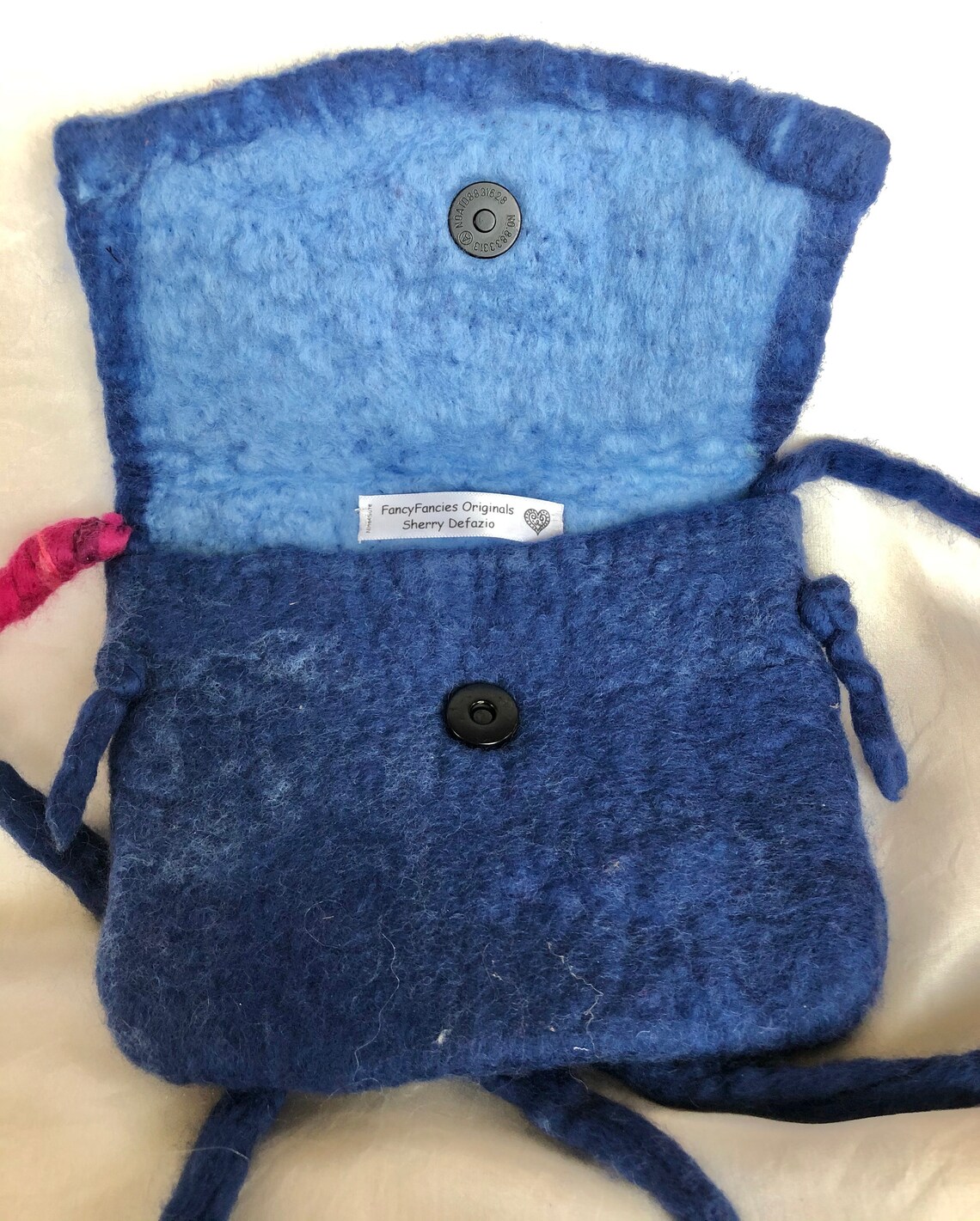 Blue Felted Wool Purse: Hand-stitched Beaded Shoulder Bag - Etsy