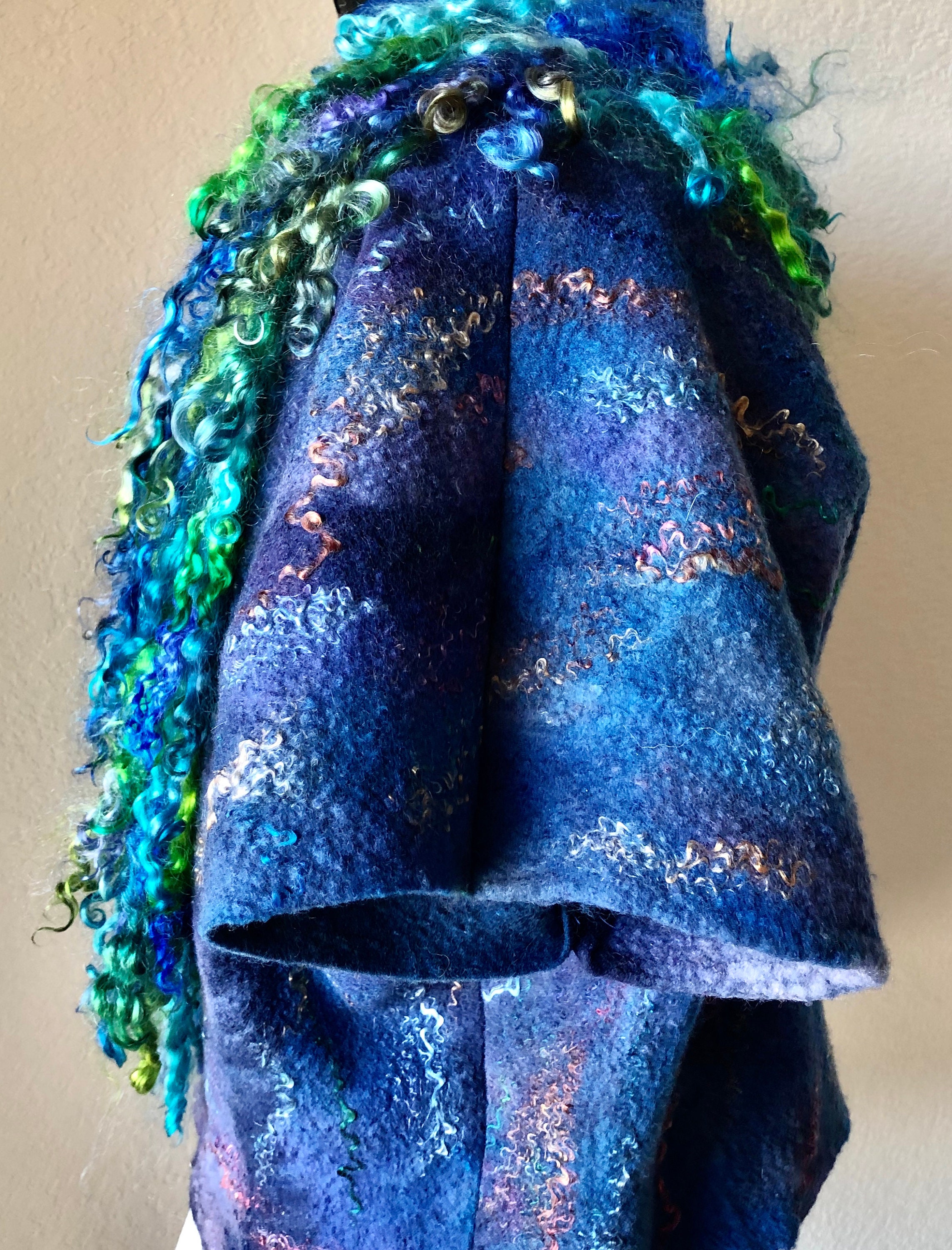 Blue Felted Vest Wool With Mohair Collarfancyfancies Best - Etsy