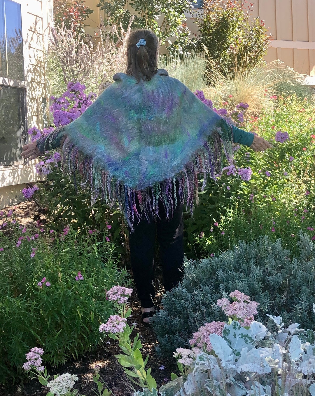 Blue, Teal and Green Felted Alpaca, Merino and Silk With Long Locks as ...