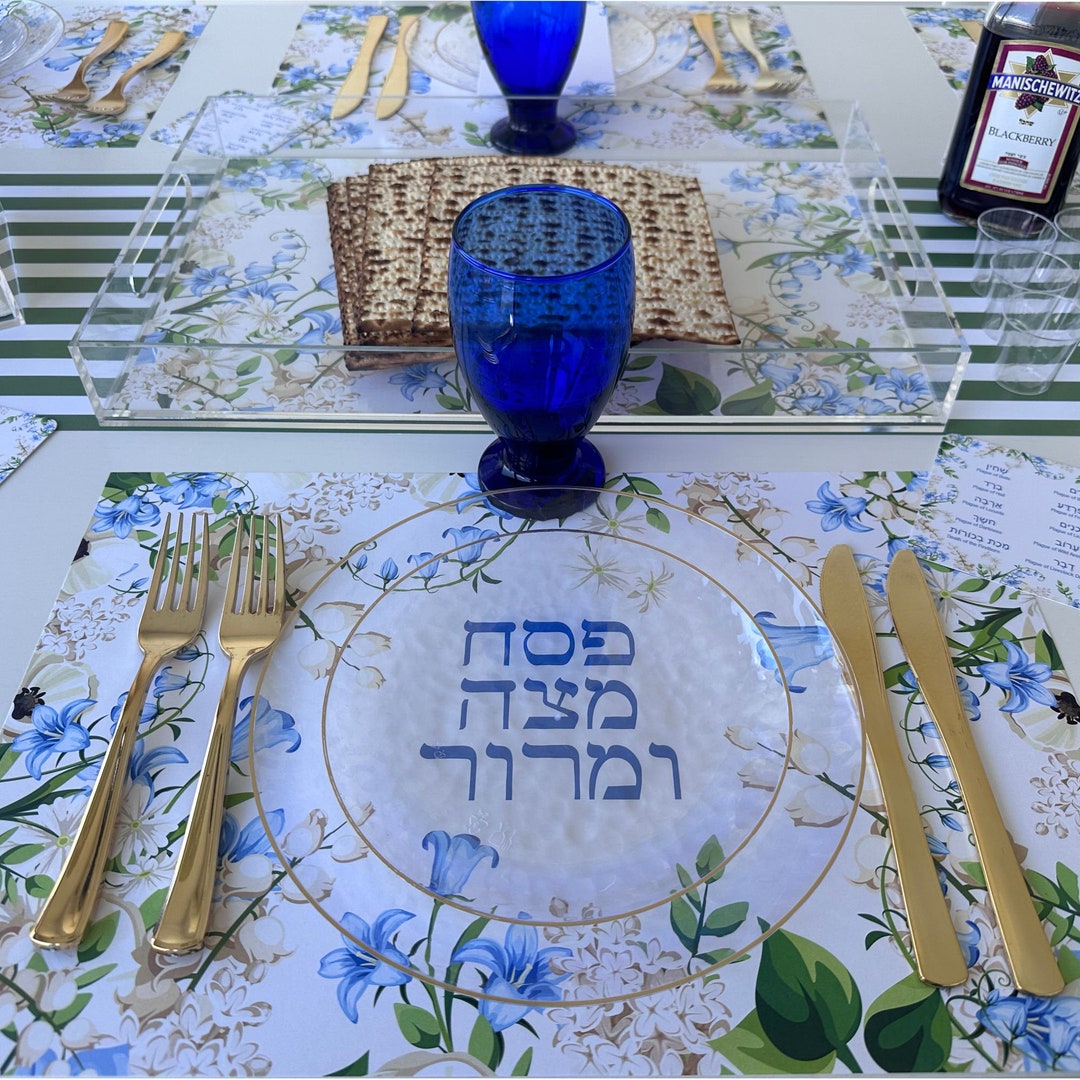 Passover Table Set, Placemats, Pesach, Floral, Judaica, Passover Table ...