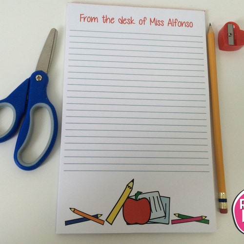 Personalized Teacher Notepad School Notepad Teacher Gift | Etsy
