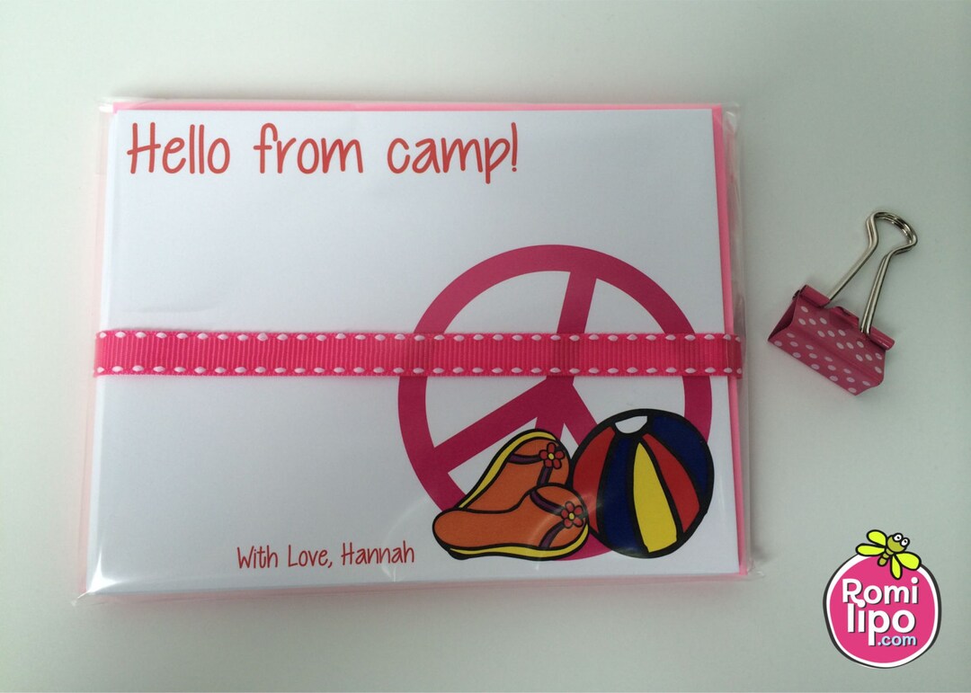Set of 10 Camp Note Cards With Matching Envelopes, Summer Camp Cards ...