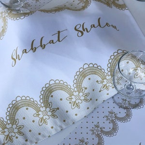Shabbat, Shabbat Shalom Paper Placemats, Gold Lace, Shabbat Shalom ...