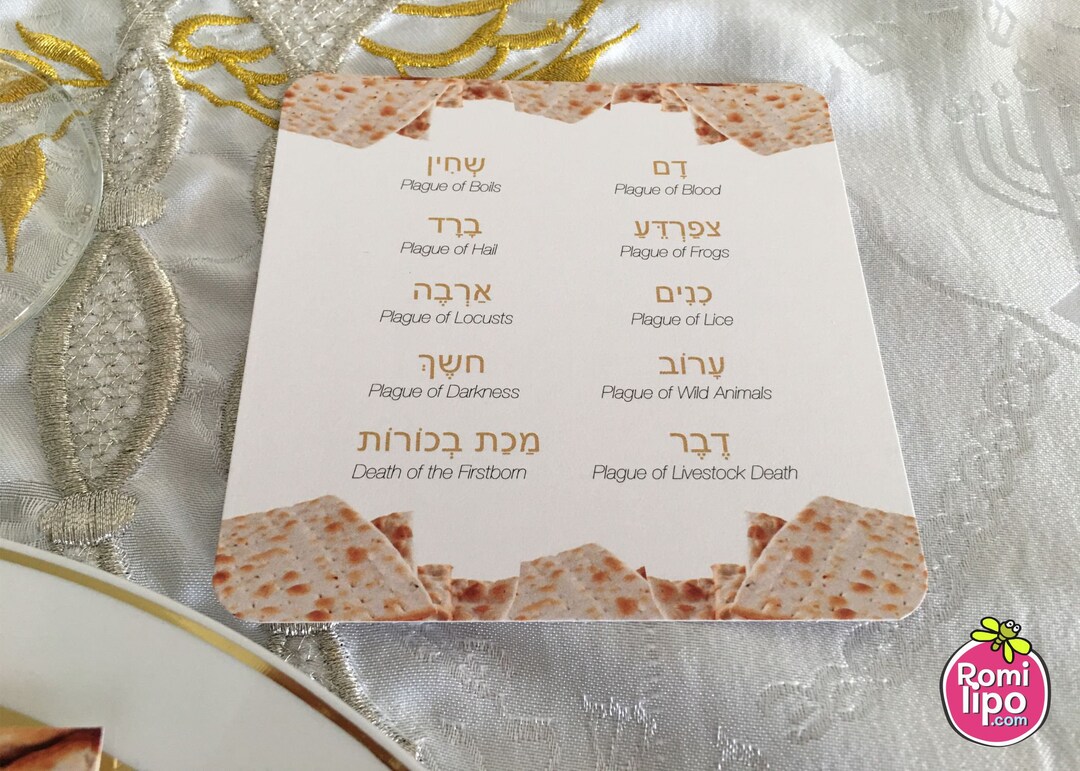 Passover, Set of 12 Coasters, Pesach, 10 Plagues, Coaster, Table Decor ...