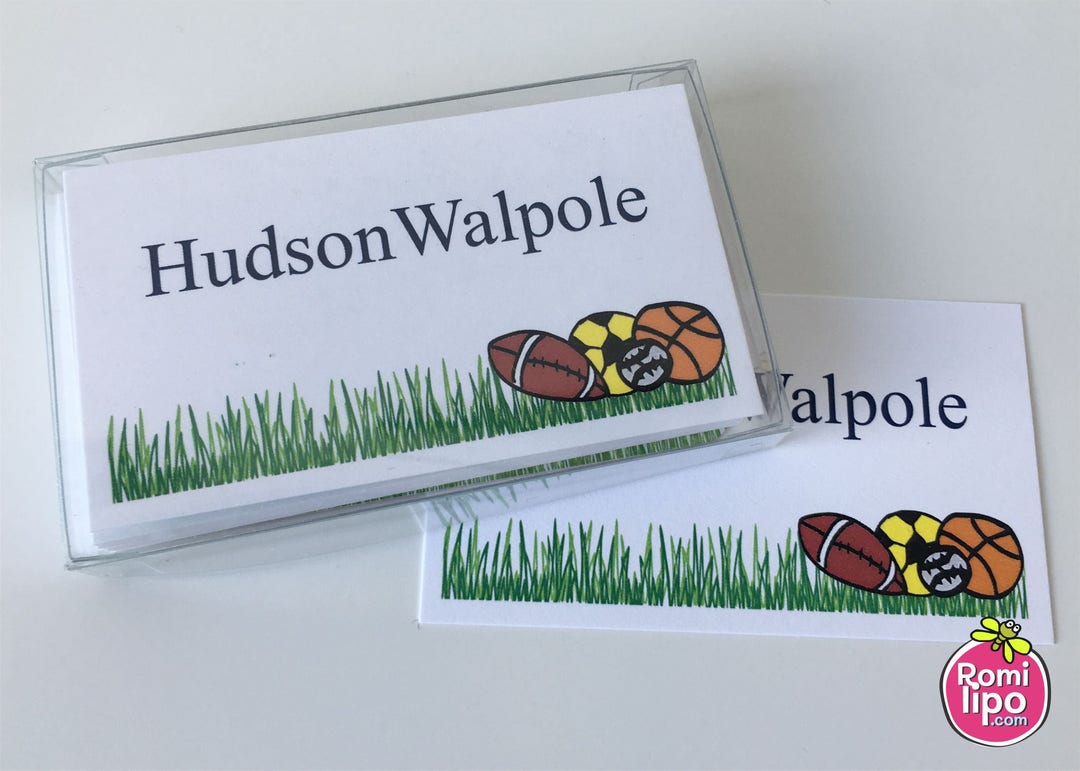 Set of 24 Personalized Calling Cards, Sports, Personalized, Stationary ...