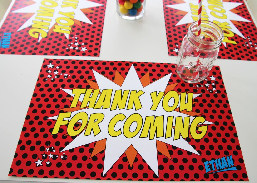 Super Hero Party, Set of 12 11 X 17 Placemats, Super Hero Placemat ...