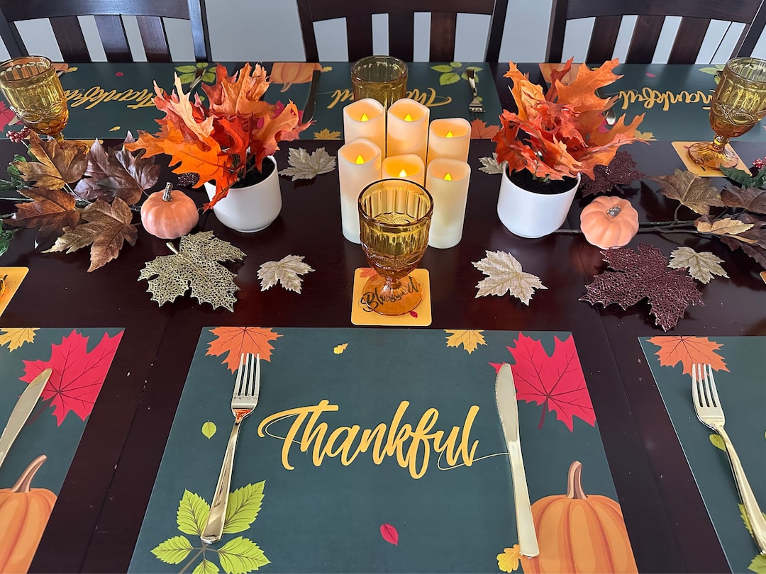 Thanksgiving, 12 Placemats, Thanksgiving Table, Thankful, Paper ...
