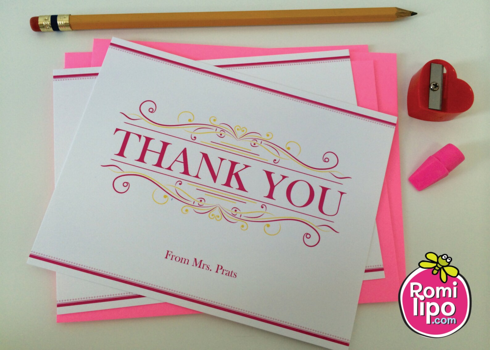 Set of 10 Personalized Thank You Note Cards With Matching - Etsy