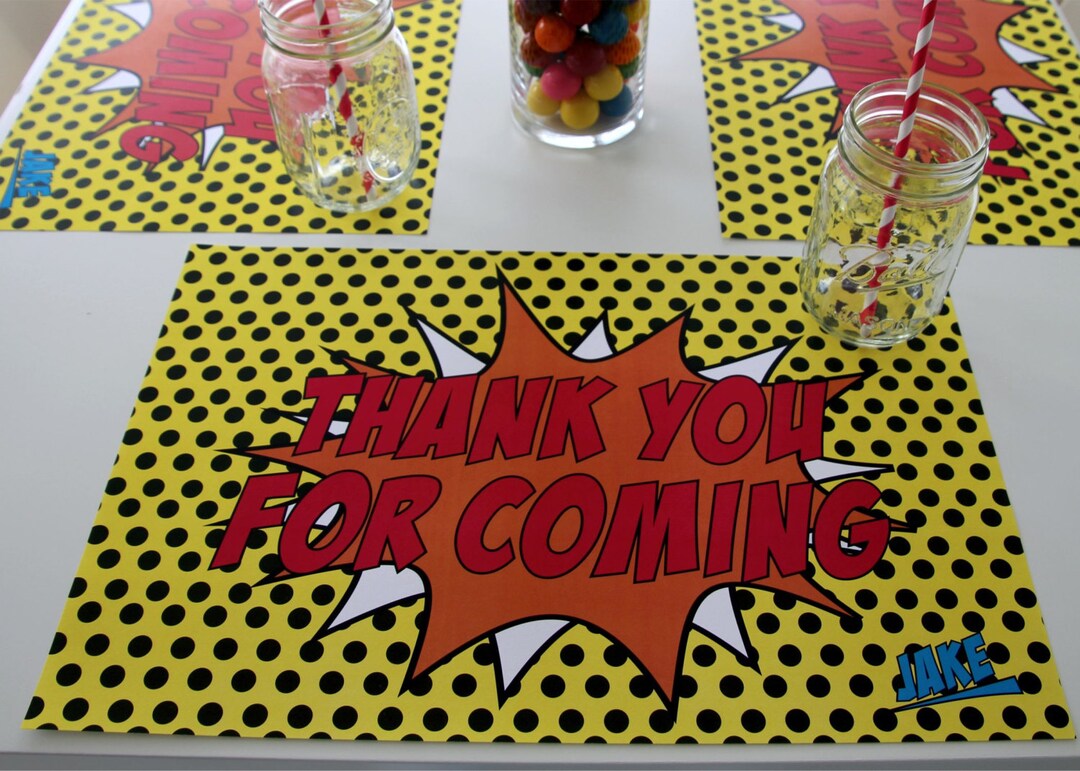 Super Hero Party, Set of 12 11 X 17 Placemats, Super Hero Placemat ...