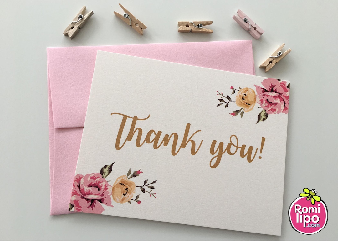 Thank You Cards, Set of 10 Note Cards With Envelopes, Personalized ...