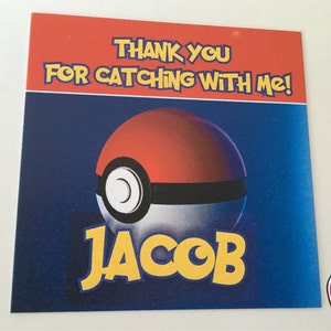 Pokemon Party, Set of 24 2.5" X 2.5" Thank You for Coming Cards or ...