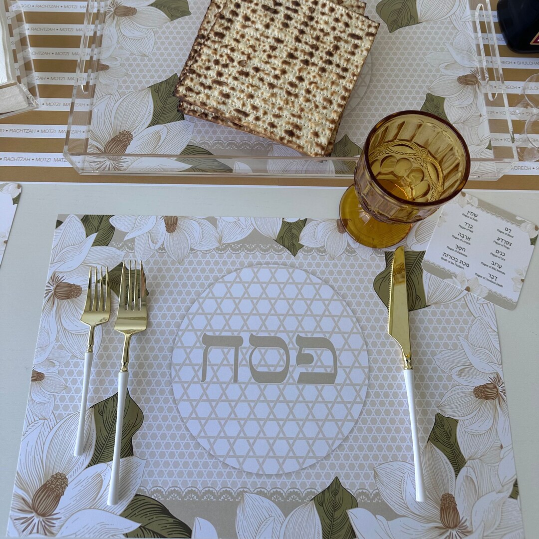 Passover Table Set, Placemats, Ten Plagues Coasters, Order of the Seder ...