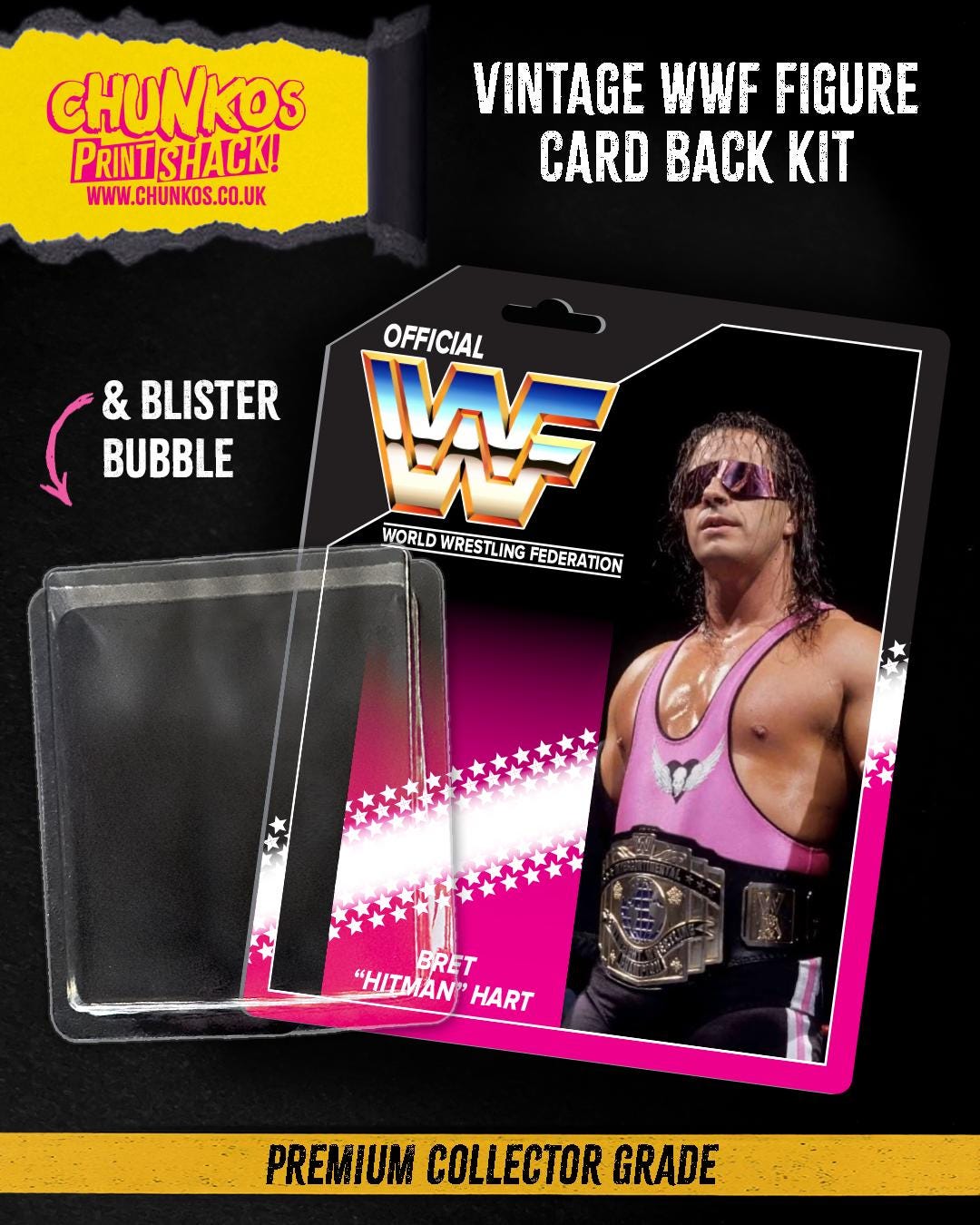 Bret Hart WWF Figure Card Back - Vintage Style Blister Pack - Etsy