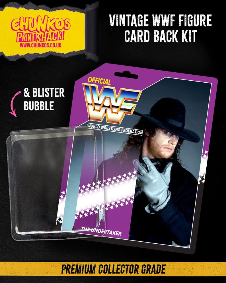 Undertaker WWF Figure Card Back - Vintage Style With Blister Bubble ...