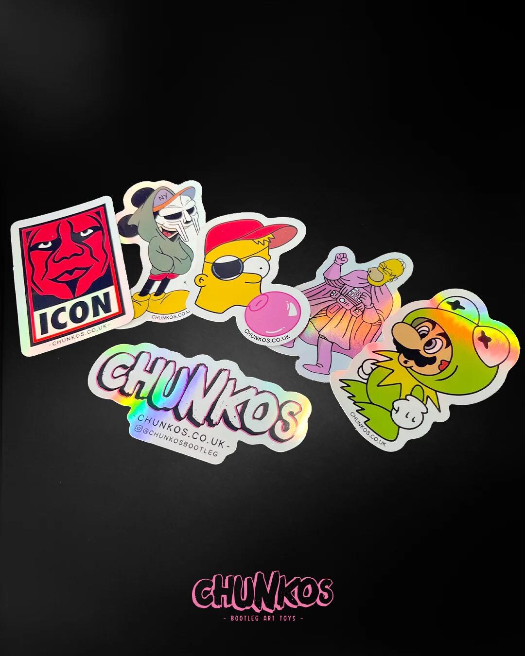Art Sticker Pack - Premium Holographic- Simpsons, Sting WCW, Mario, MF ...