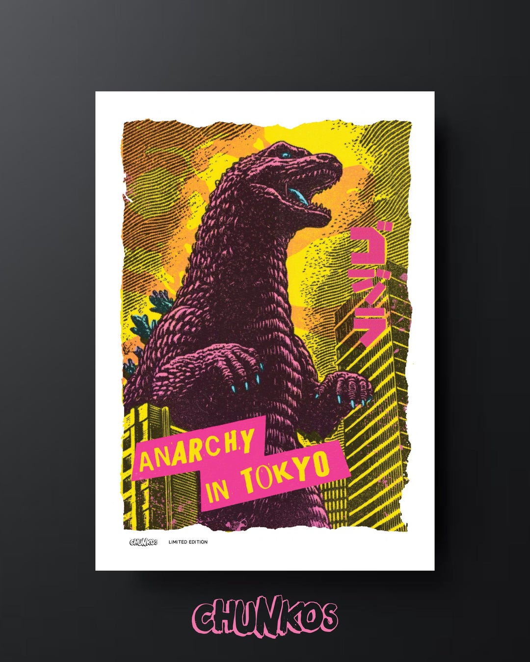 Godzilla Art Print: Anarchy in Tokyo, Punk Rock Kaiju Poster - Etsy