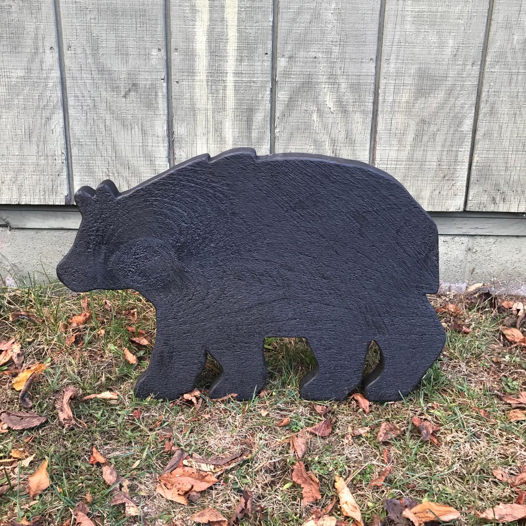 Yard Decor Wood Black Bear Lawn Garden Ornament Rustic Wood Lawn ...