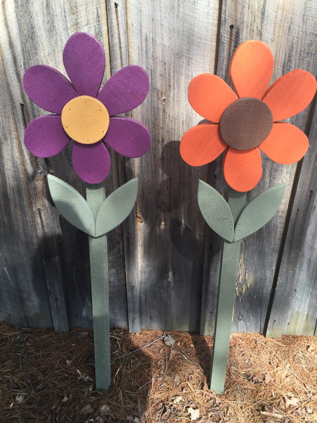 Flowers Spring Summer Fall Yard Decorations Wood Flower on Metal Stake ...