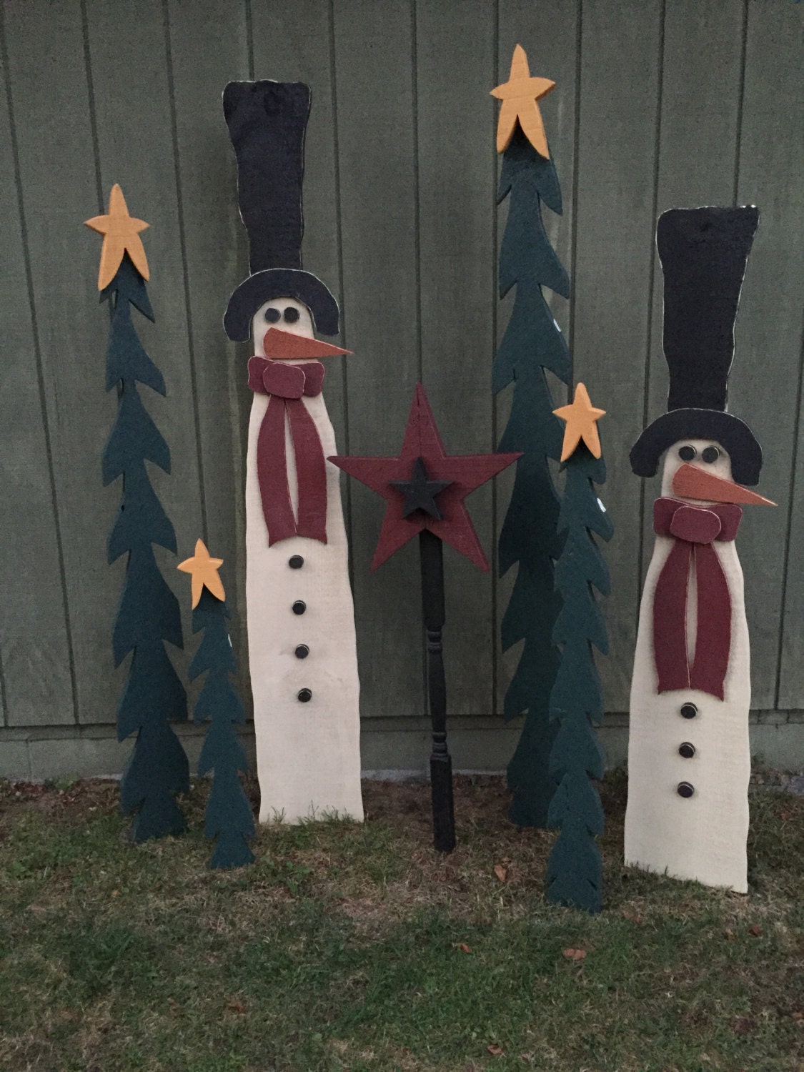 5'2" Primitive Snowman on Metal Stake for Yard - Etsy