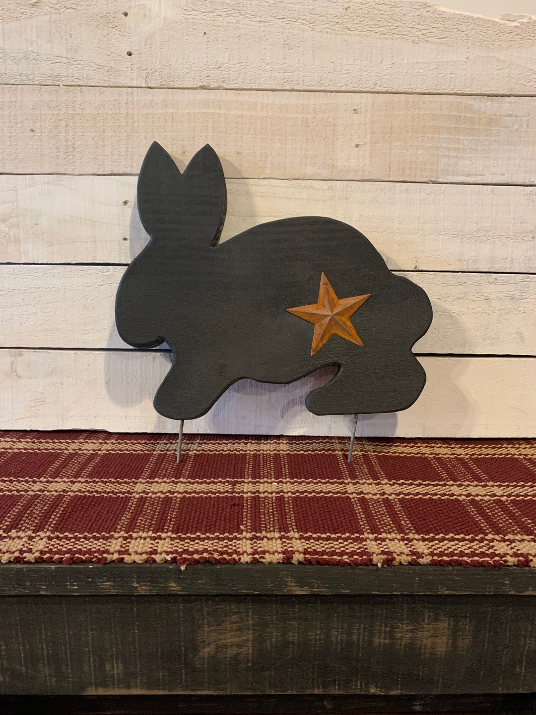 Rabbit Bunny Wood Easter Decor Garden Decoration Yard Lawn Ornament ...