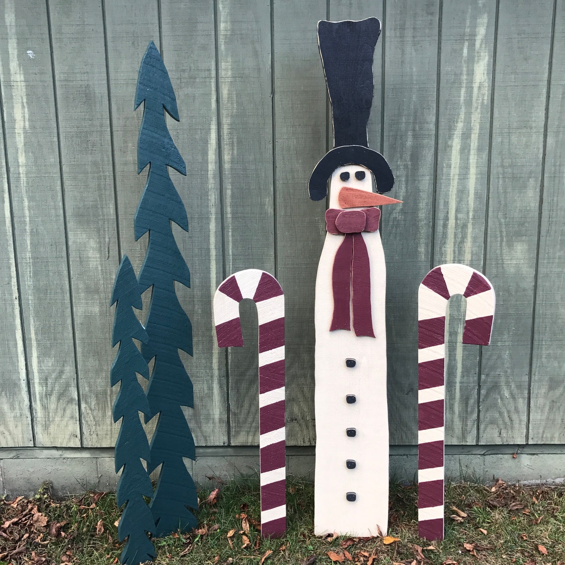 Candy Cane Wood Christmas Yard Decor Holiday Winter Decoration - Etsy