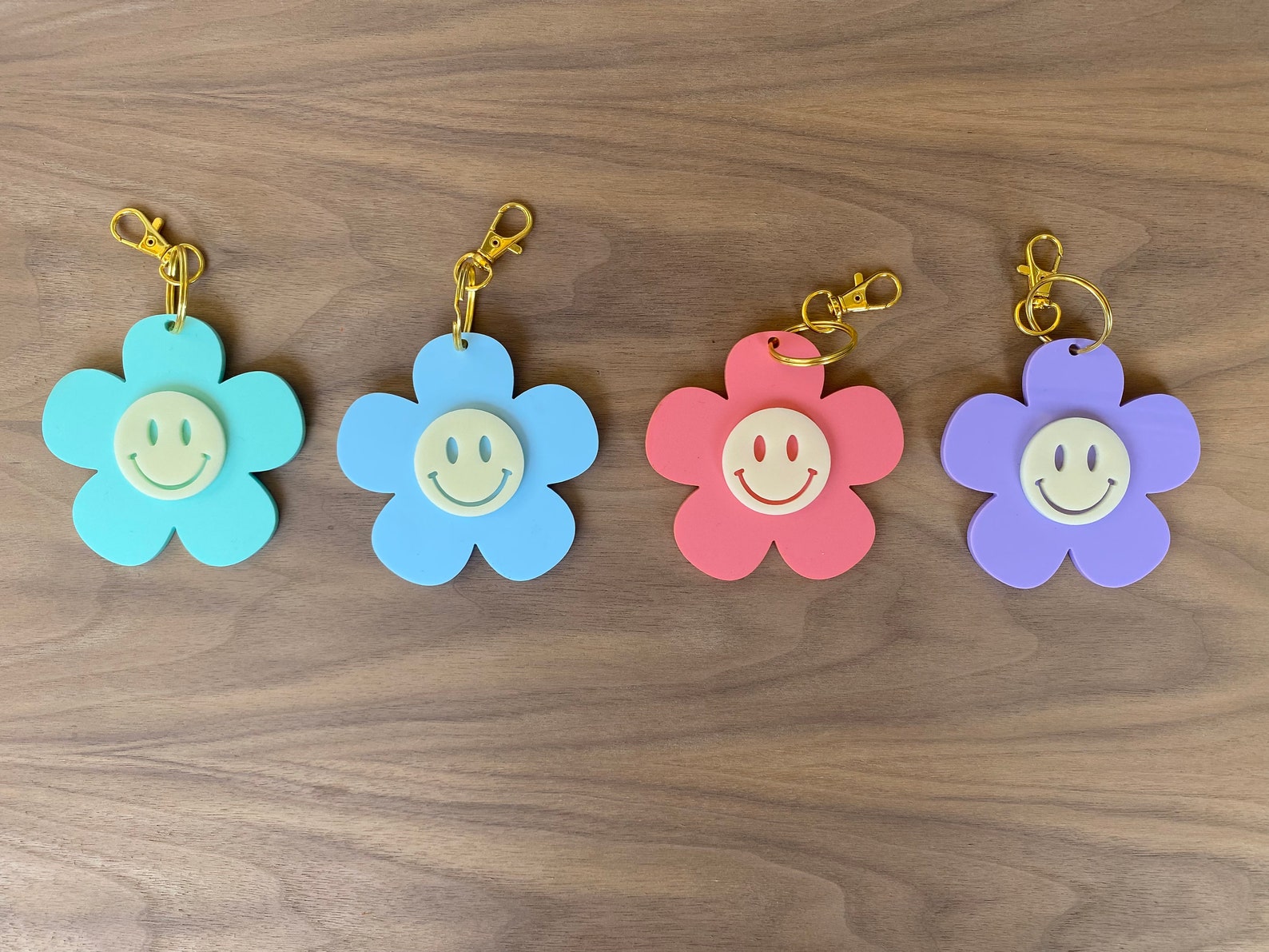 Smiley Face Flower Pastel Keychaingift for - Etsy