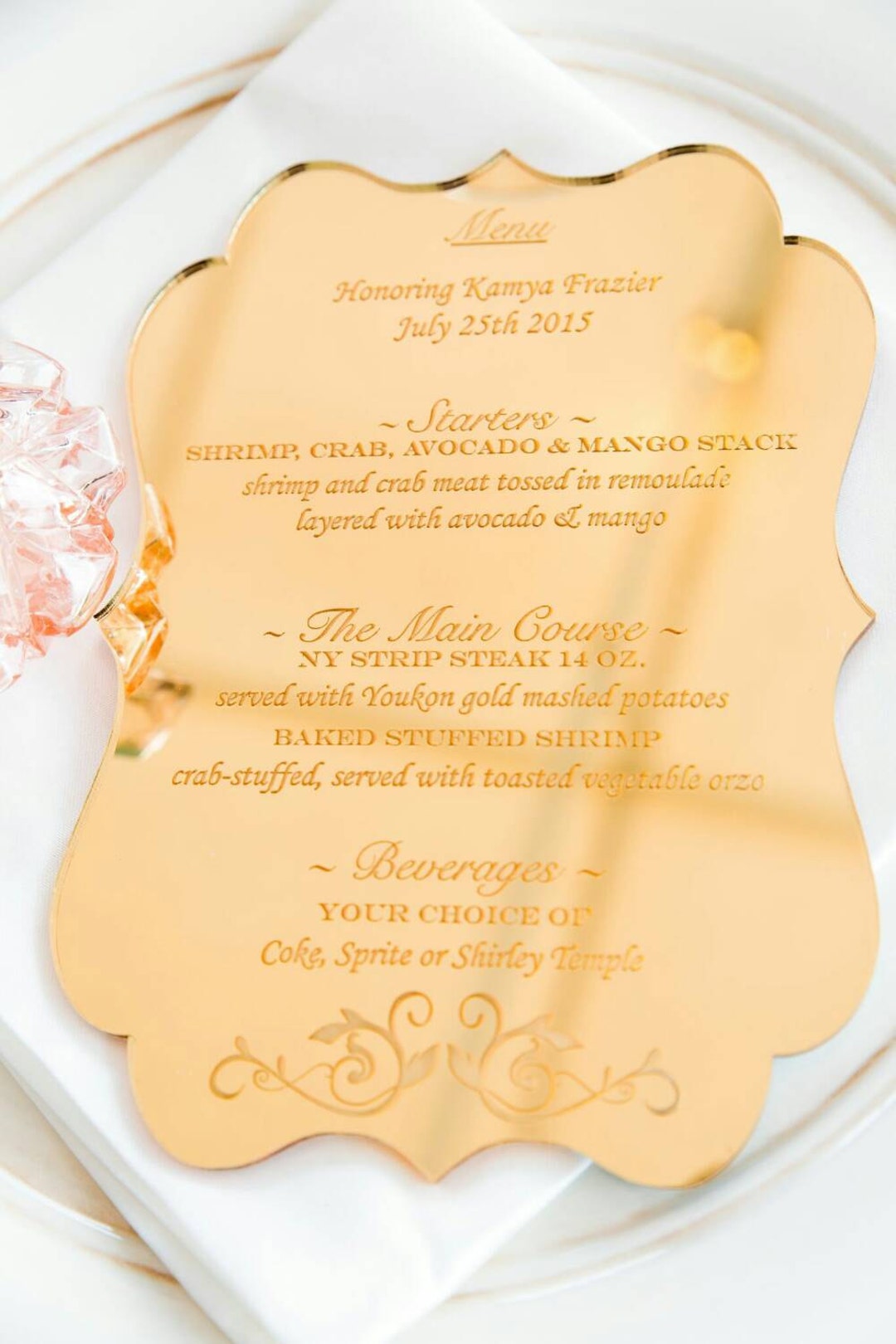 Wedding Menus,laser Cut Etched Acrylic Menu,party Decor,perfect ...