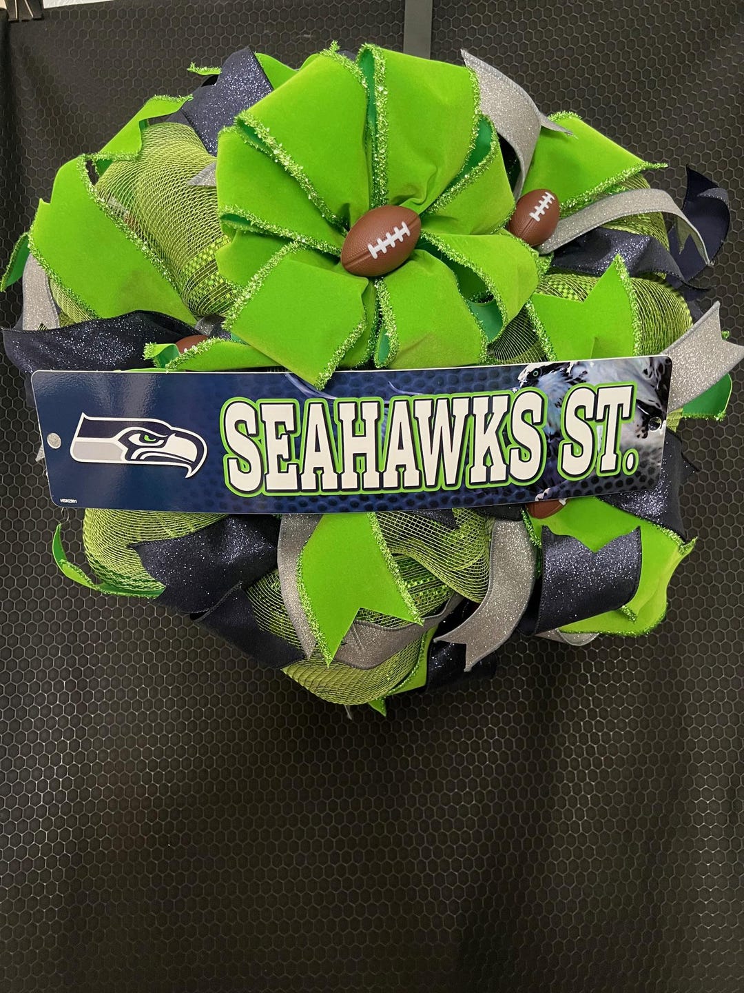 Seattle Seahawks Football Deco Mesh Wreath - Etsy