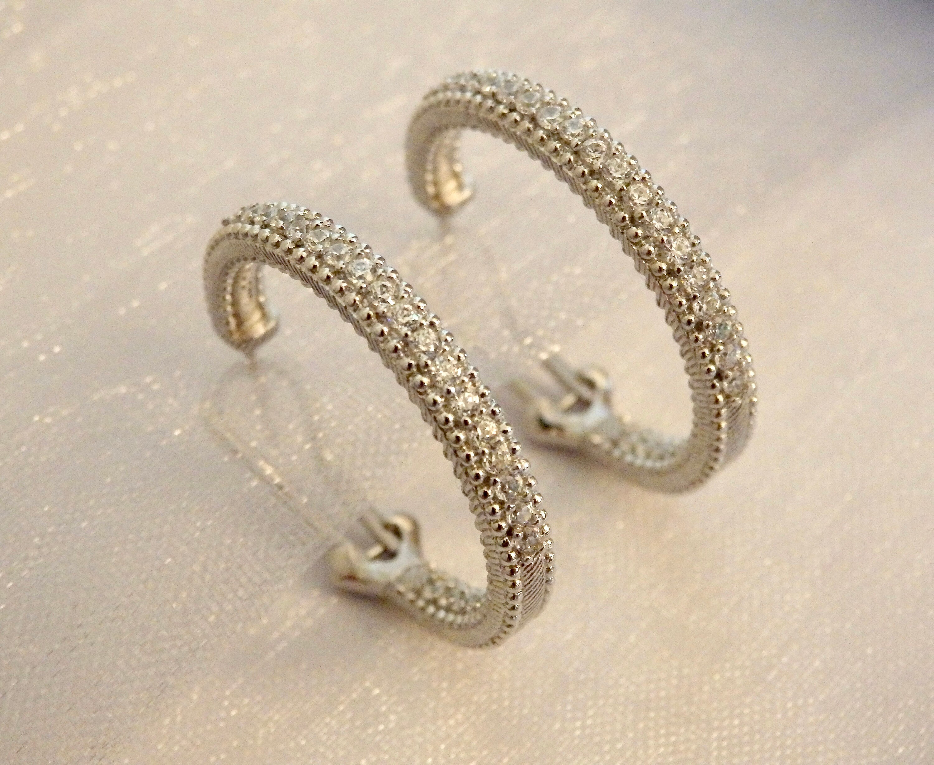 Judith Ripka Sterling Silver CZ Hoops 925 Cubic Zirconia - Etsy