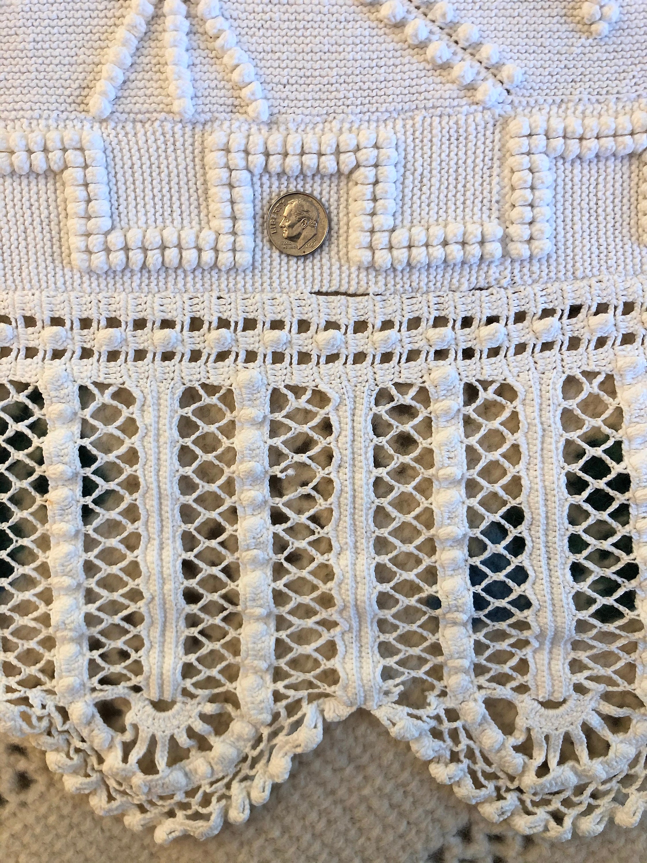 Antique Vintage CANDLEWICK Aran Knitted White All Cotton | Etsy