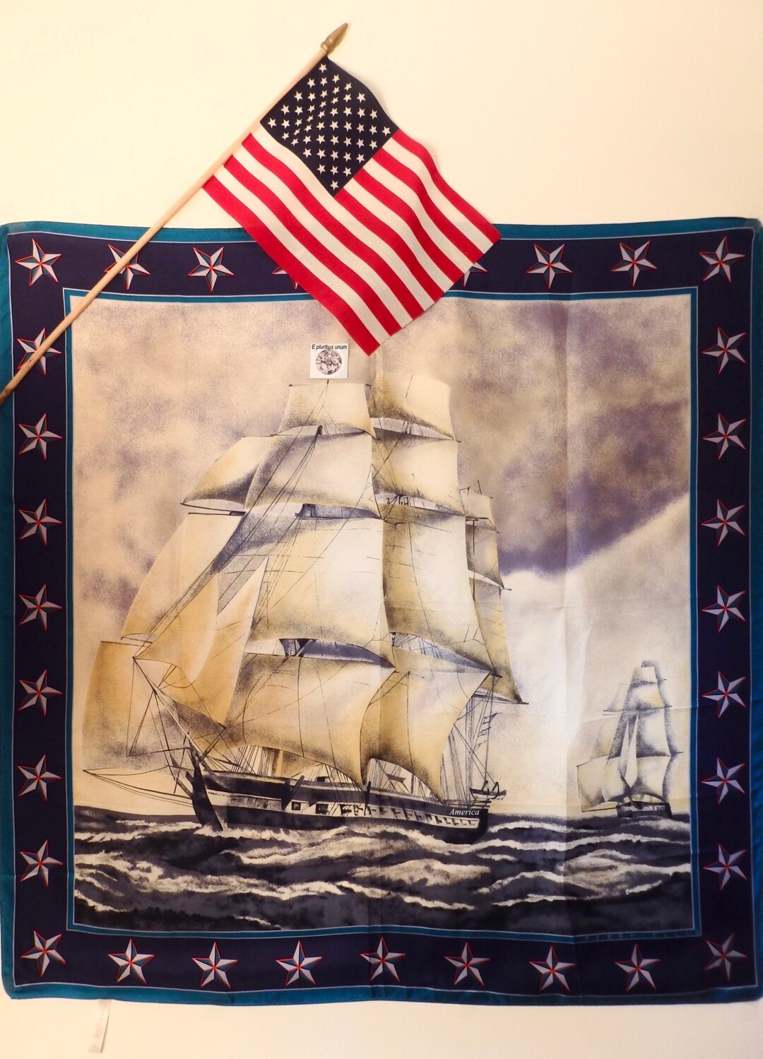 Vintage Perry Ellis Silk Scarf: Nautical Tall Sailing Ship Print - Etsy