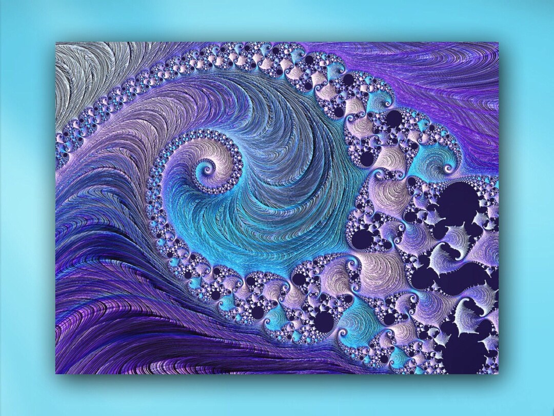 Fractal Ocean Wave and Seashells Metal or Unframed Contemporary ...